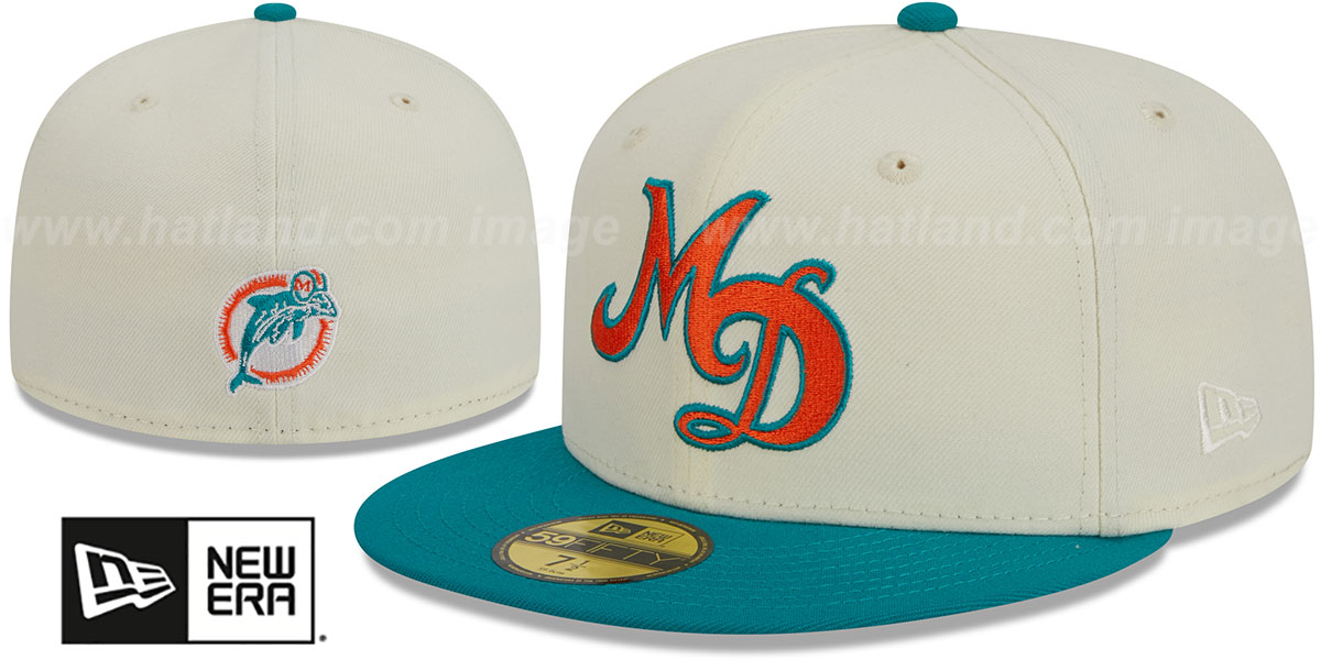Miami Dolphins NFL LIGATURE White-Aqua Fitted Hat by New Era