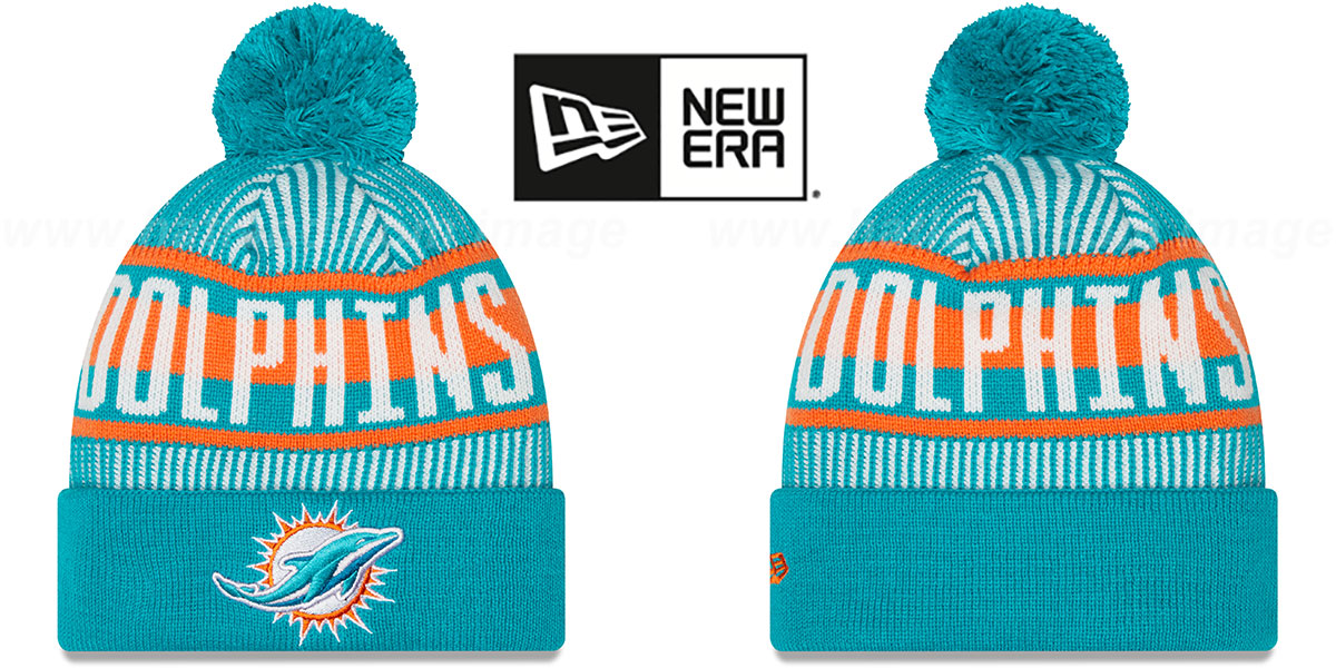 Miami Dolphins STRIPED Knit Beanie Hat by New Era