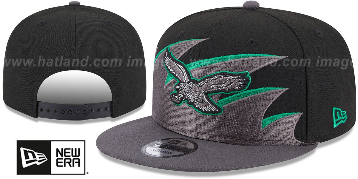 Philadelphia Eagles NFL THROWBACK TIDAL WAVE SNAPBACK Black-Charc
