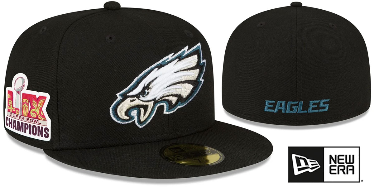 Philadelphia Eagles SUPER BOWL LIX CHAMPIONS Black Fitted Hat