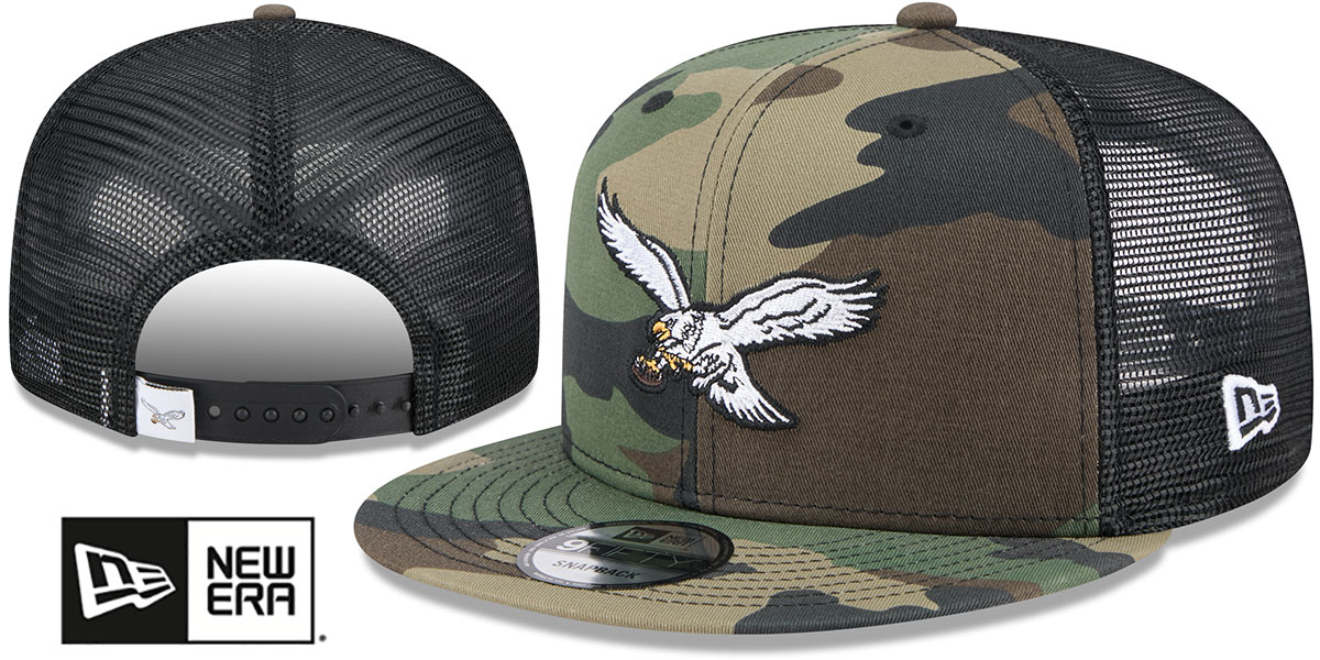 Philadelphia Eagles THROWBACK ARMY CAMO TRUCKER Woodland-Black Ha