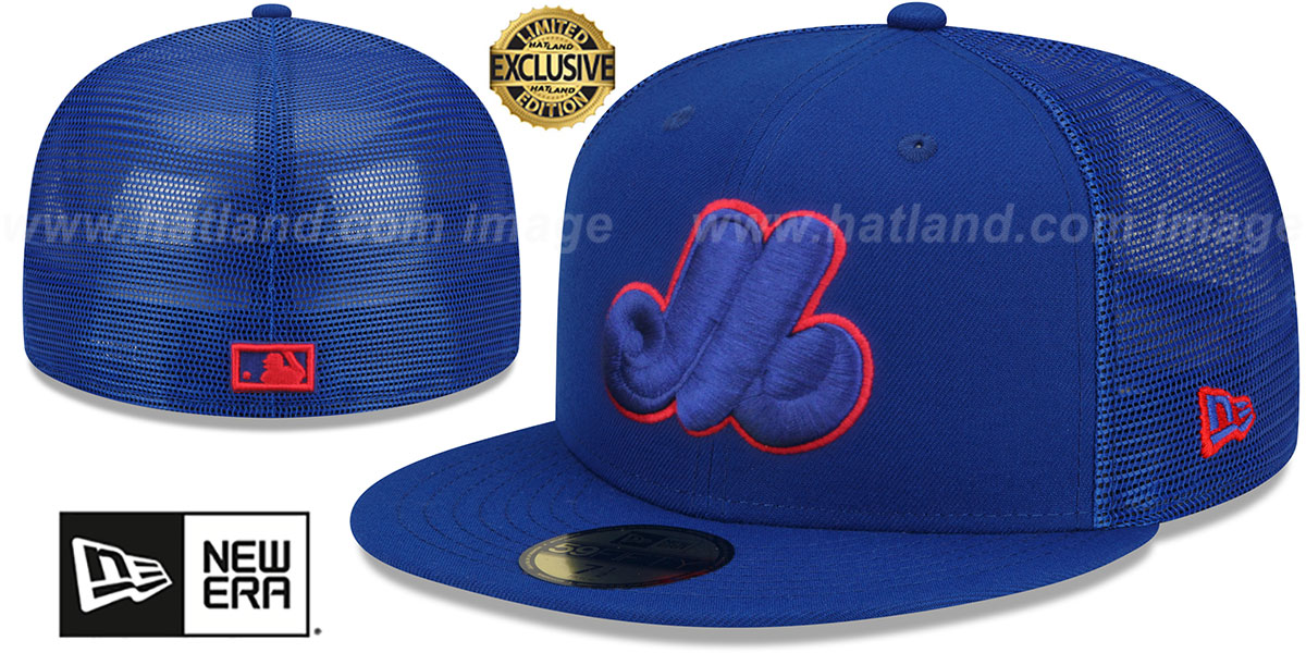 Montreal Expos BATTING PRACTICE TRUCKER Royal Fitted Hat
