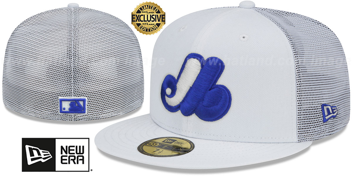Montreal Expos BATTING PRACTICE TRUCKER White Fitted Hat