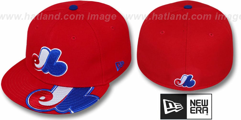 Montreal Expos DEVAZOR Red Fitted Hat by New Era