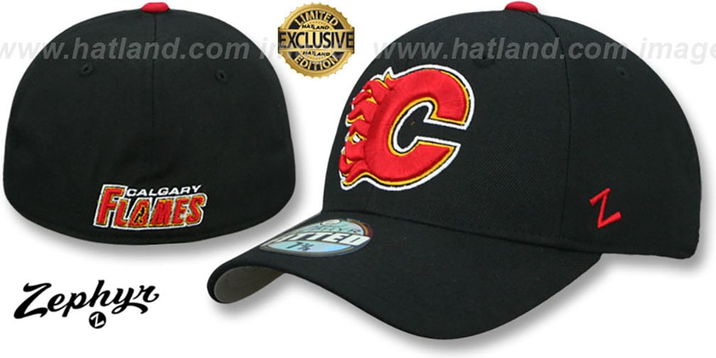 Calgary Flames SHOOTOUT Black Fitted Hat by Zephyr