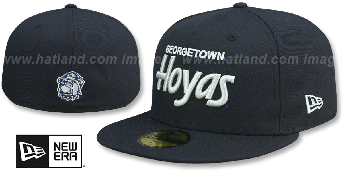 Georgetown NCAA TEAM-SCRIPT Navy Fitted Hat by New Era