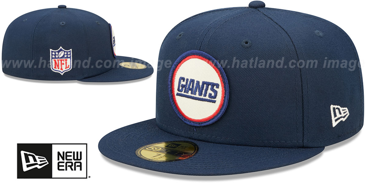 New York Giants 2022 NFL THROWBACK SIDELINE Navy Fitted Hat