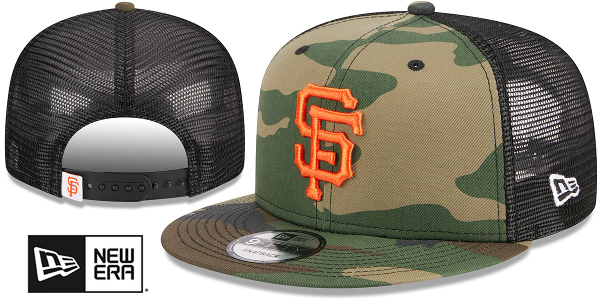 San Francisco Giants ARMY CAMO TRUCKER Woodland-Black Hat