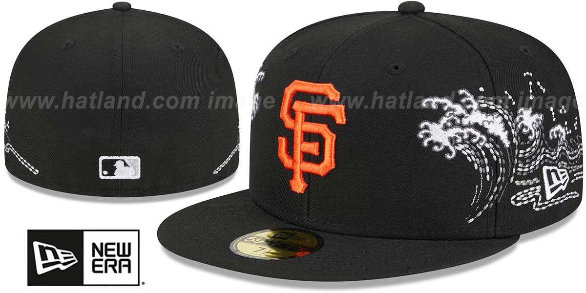 San Francisco Giants TONAL WAVE Black Fitted Hat by New Era