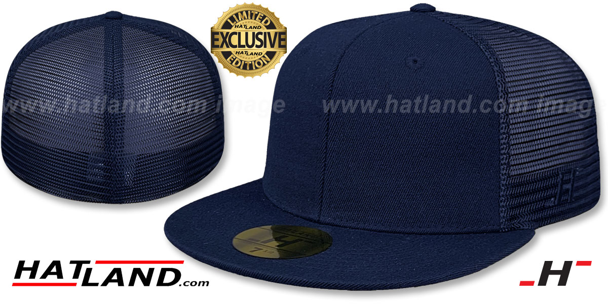 Hatland MESH-BACK HYBRID E5-BLANK Navy-Navy Fitted Hat