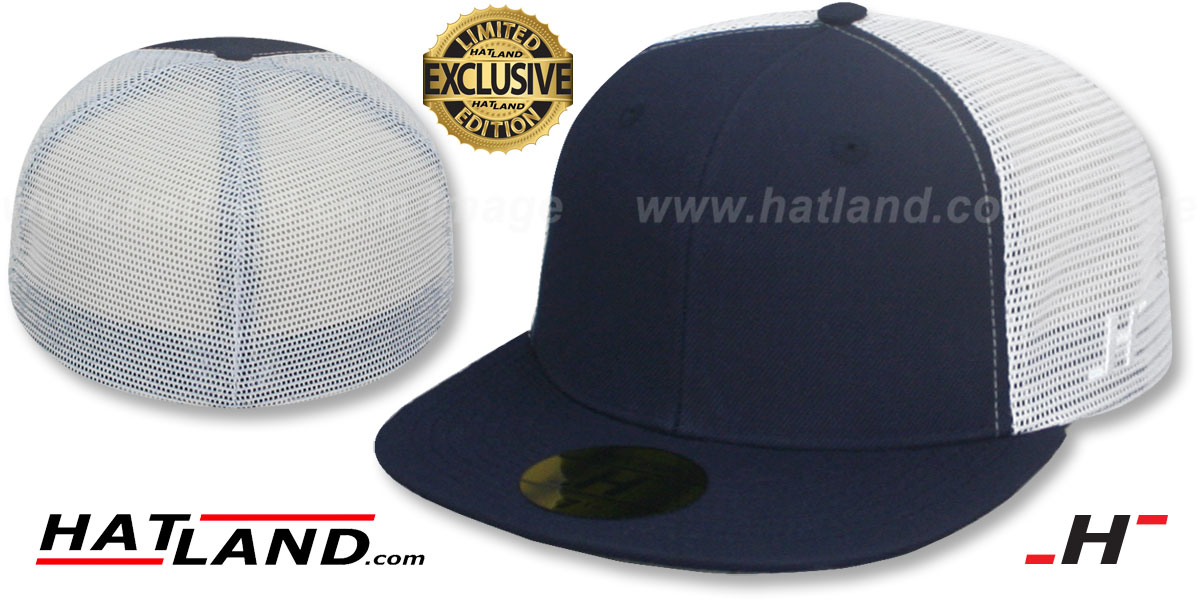 Hatland MESH-BACK HYBRID E5-BLANK Navy-White Fitted Hat