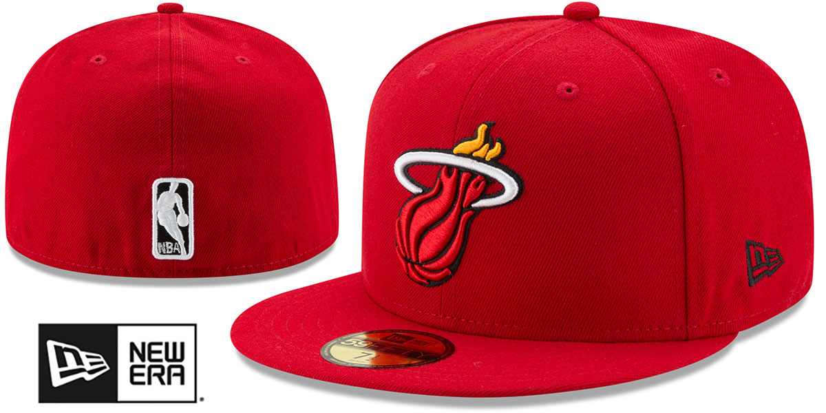 Miami Heat NBA TEAM-BASIC Red Fitted Hat by New Era