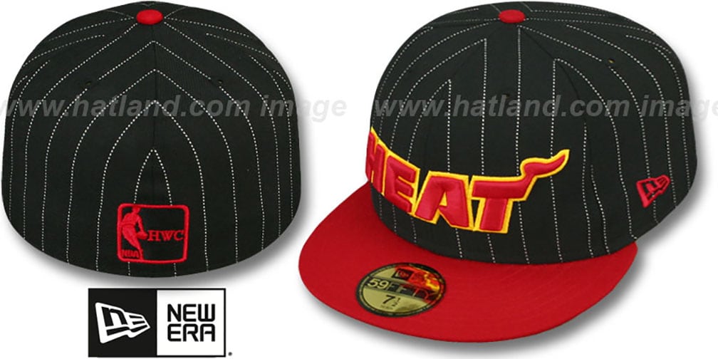 Miami Heat PIN-SCRIPT Black-Red Fitted Hat by New Era