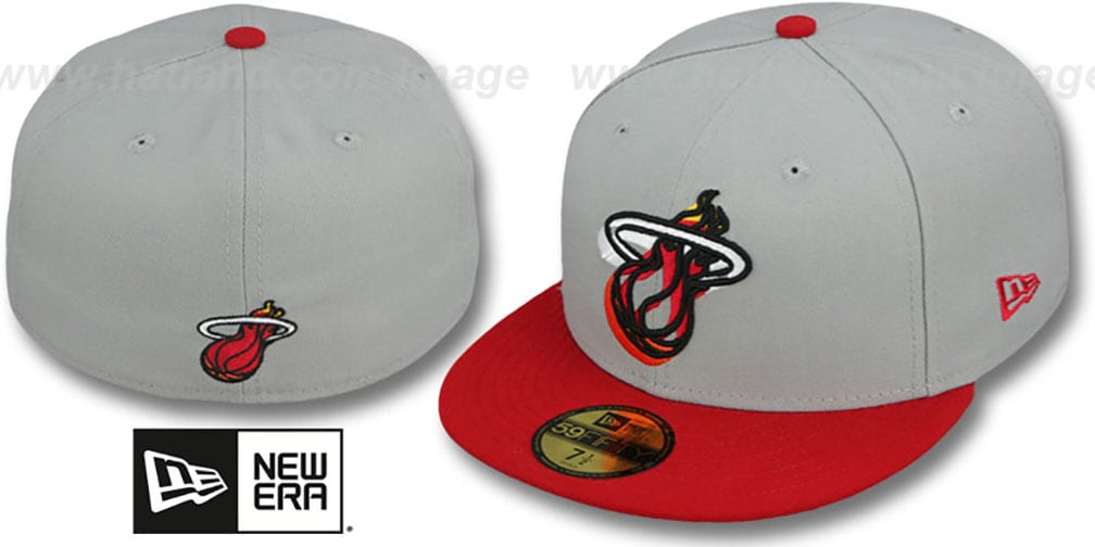 Miami Heat TRACE-POP Grey-Red Fitted Hat by New Era