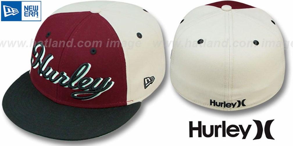 Hurley DUSHANE Burgundy-Cream-Black Fitted Hat by New Era