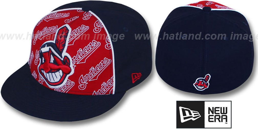 Indians ANGLEBAR Navy-Red Fitted Hat by New Era