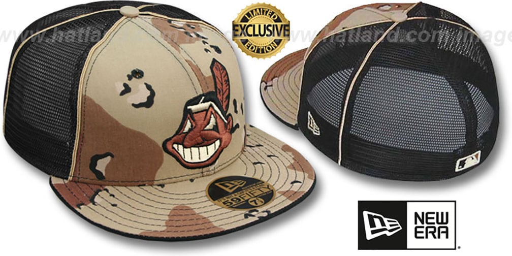 Indians DESERT STORM MESH-BACK Fitted Hat by New Era