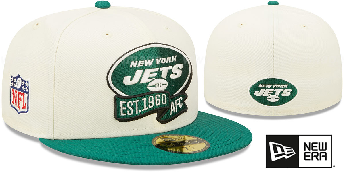 New York Jets 2022 NFL SIDELINE Cream-Green Fitted Hat