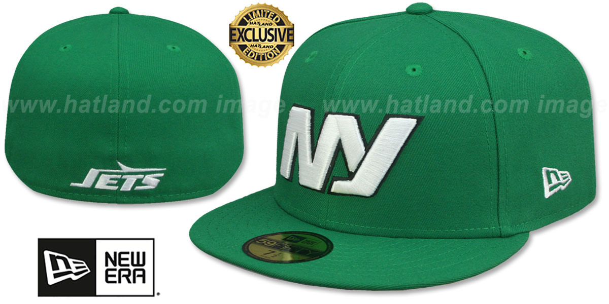 New York Jets THROWBACK NFL LIGATURE Green Fitted Hat