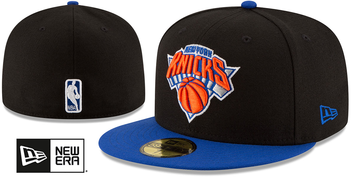 New York Knicks 2T ALTERNATE NBA TEAM-BASIC Black-Royal Fitted Ha
