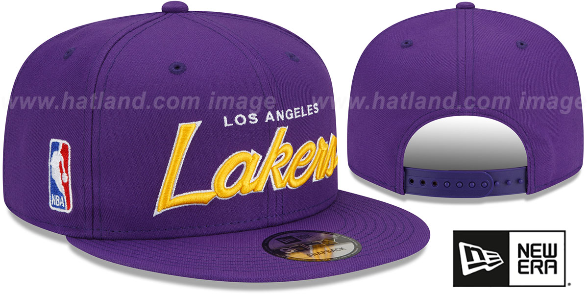 Los Angeles Lakers SCRIPT-UP SNAPBACK Purple Hat by New Era