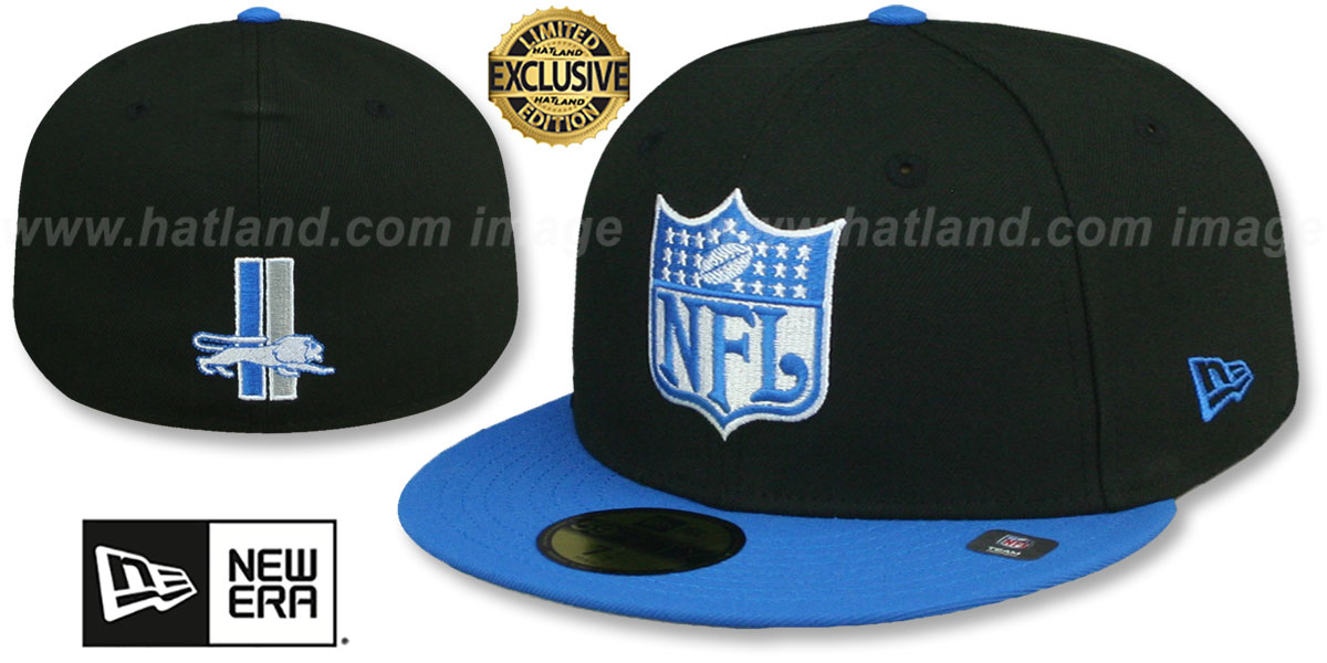 Detroit Lions THROWBACK NFL SHIELD-BASIC Black-Blue Fitted Hat