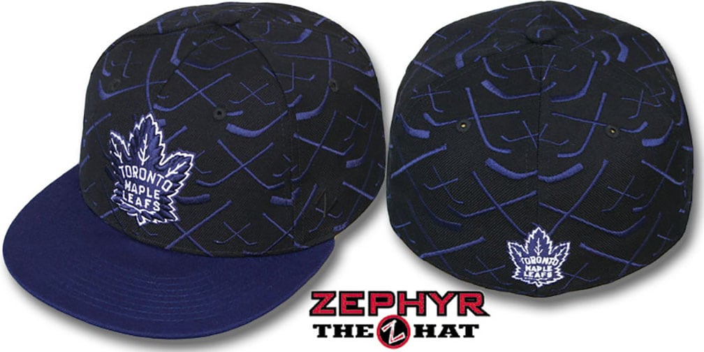 Toronto Maple Leafs 2T TOP-SHELF Black-Navy Fitted Hat by Zephyr