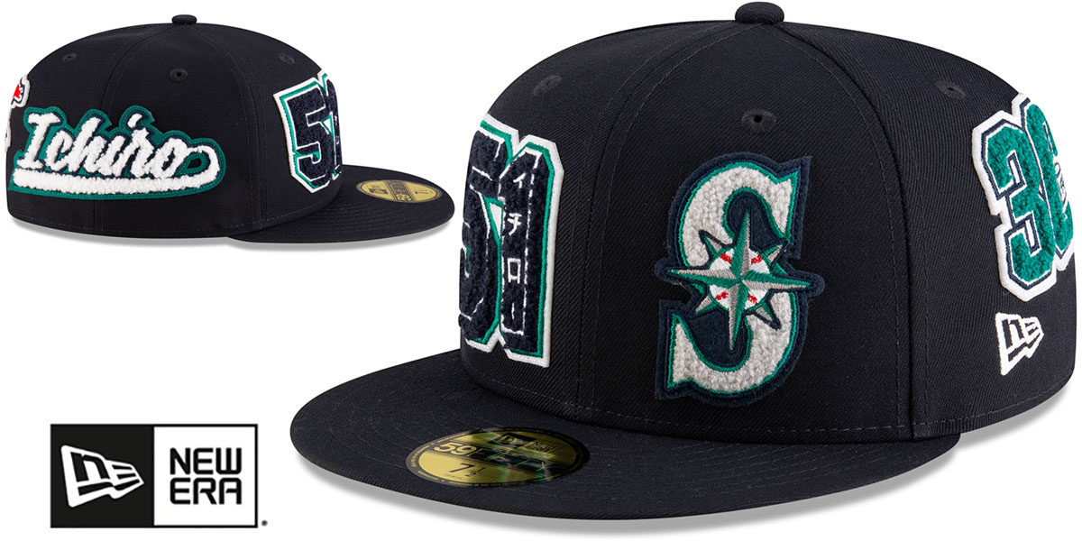 Seattle Mariners ICHIRO CHENILLE PATCHES Fitted Hat