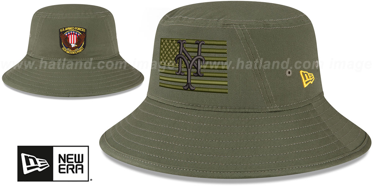 New York Mets 2023 ARMED FORCES STARS N STRIPES BUCKET Hat