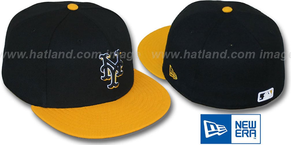 Mets 2T TEAM-BASIC Black-Gold Fitted Hat by New Era