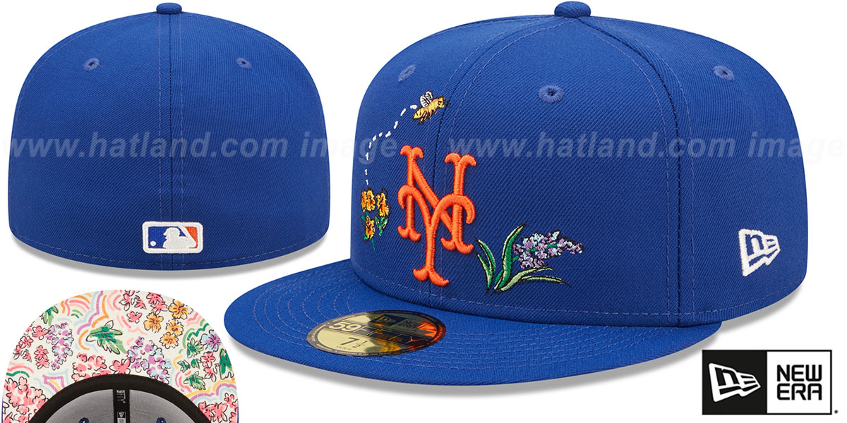New York Mets FLORAL WATERCOLORS Royal Fitted Hat by New Era