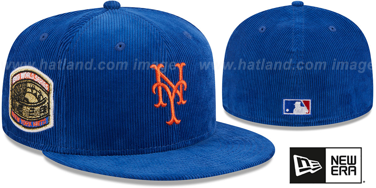 New York Mets OLD SCHOOL CORDUROY SIDE-PATCH Royal Fitted Hat