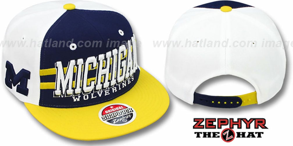 Michigan 2T SUPERSONIC SNAPBACK Navy-Gold Hat by Zephyr