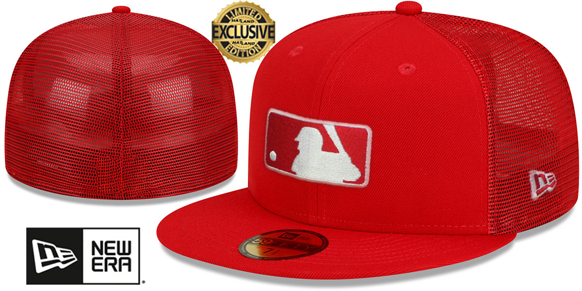 MLB Umpire BATTING PRACTICE TRUCKER Red Fitted Hat