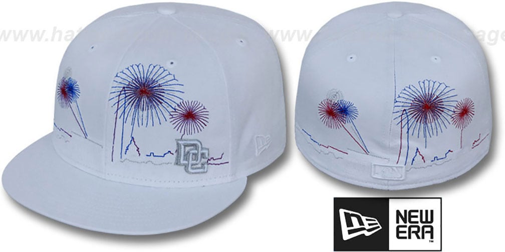 Washington Nationals CITY-SKYLINE FIREWORKS White Fitted Hat