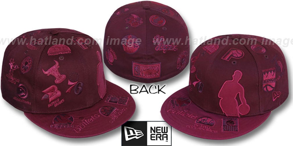 NBA SILHOUETTE ALL-OVER Maroon-Burgundy Fitted Hat