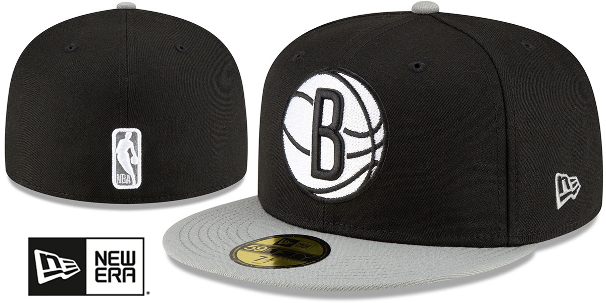 Brooklyn Nets 2T NBA TEAM-BASIC Black-Grey Fitted Hat