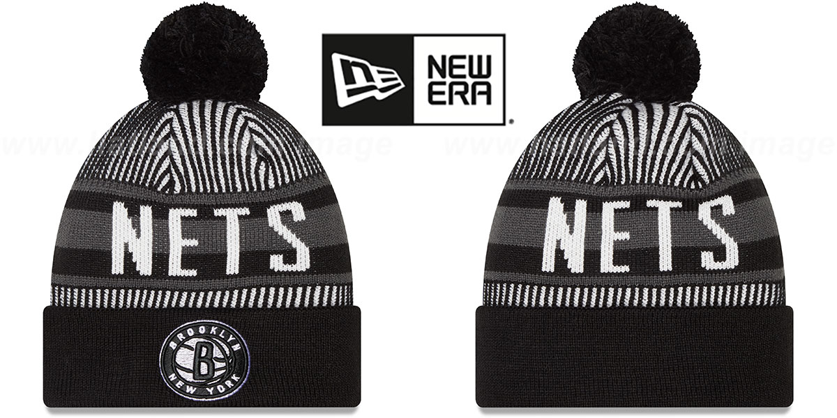 Brooklyn Nets STRIPED Knit Beanie Hat by New Era