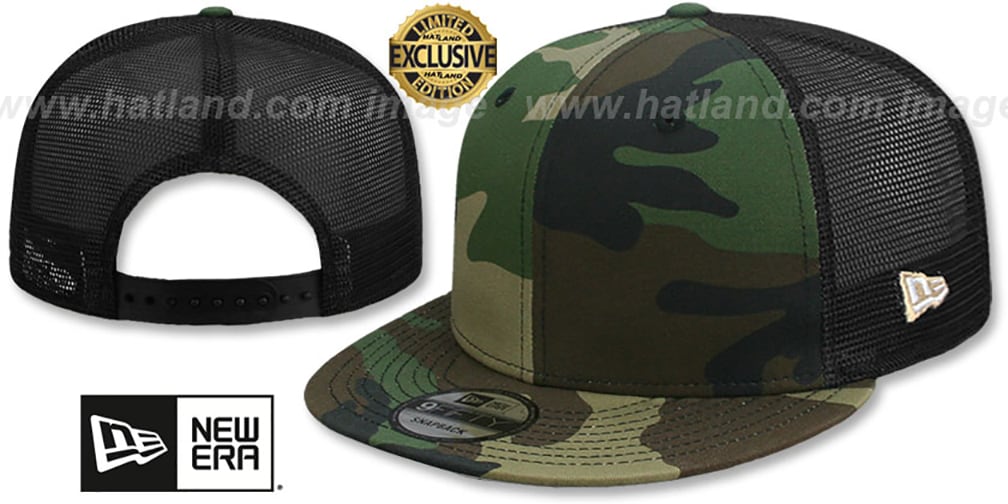 New Era MESH-BACK BLANK SNAPBACK Army-Black Hat