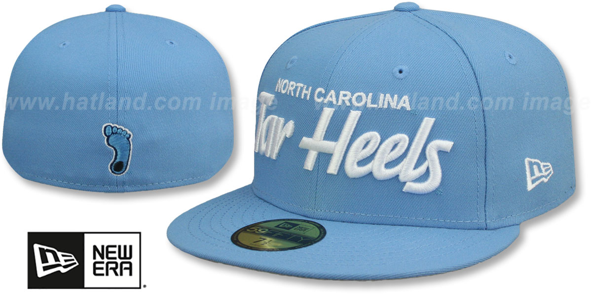 North Carolina NCAA TEAM-SCRIPT Sky Fitted Hat by New Era
