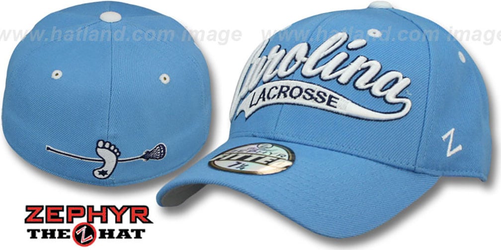 North Carolina SWOOP LACROSSE Sky Fitted Hat by Zephyr