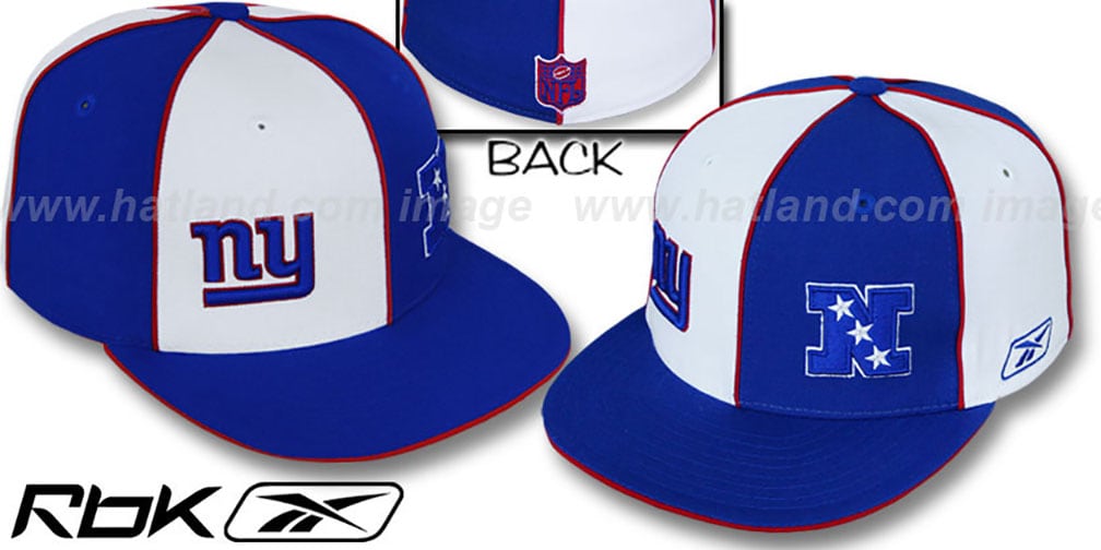 NY Giants NFC DOUBLE LOGO White-Royal Fitted Hat by Reebok