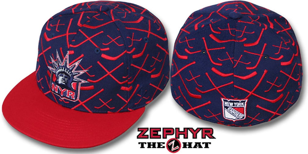 New York NY Rangers 2T TOP-SHELF Navy-Red Fitted Hat by Zephyr