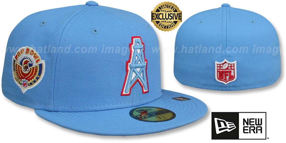 Houston Oilers 1996 PRO BOWL SIDE-PATCH Sky Fitted Hat
