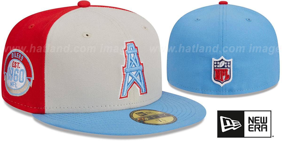 Houston Oilers HISTORIC SIDELINE PINWHEEL Fitted Hat