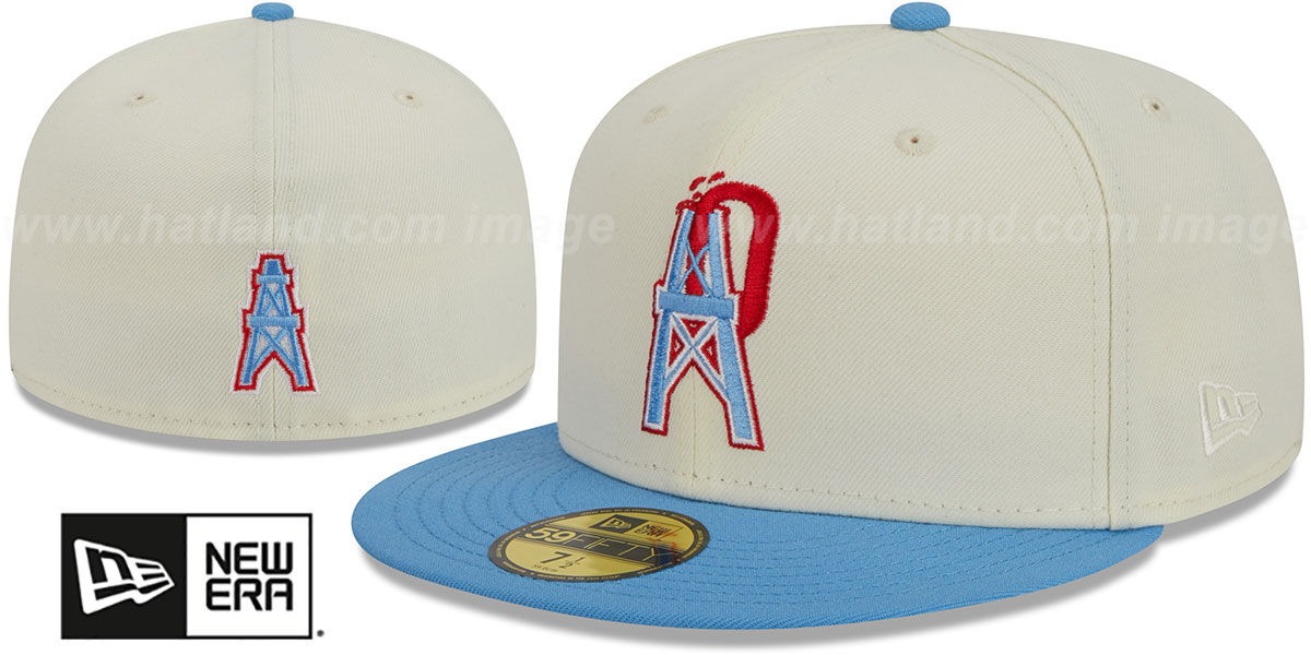 Houston Oilers NFL LIGATURE White-Sky Fitted Hat by New Era