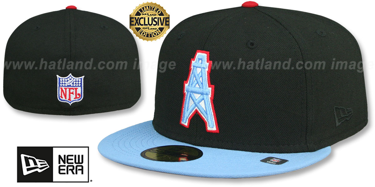 Houston Oilers NFL THROWBACK TEAM-BASIC Black-Sky Fitted Hat