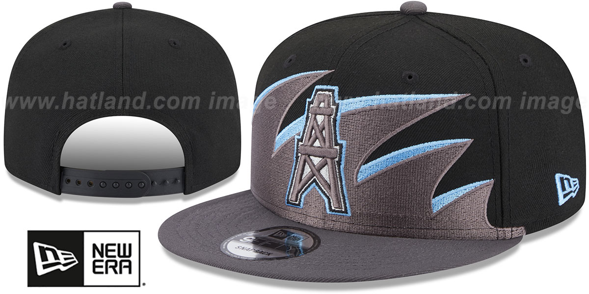 Houston Oilers NFL THROWBACK TIDAL WAVE SNAPBACK Black-Charcoal H