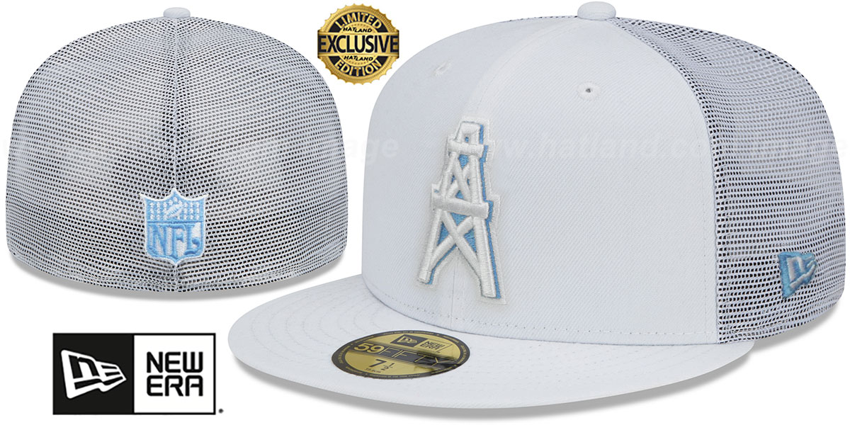 Houston Oilers THROWBACK TEAM-BASIC TRUCKER White Fitted Hat