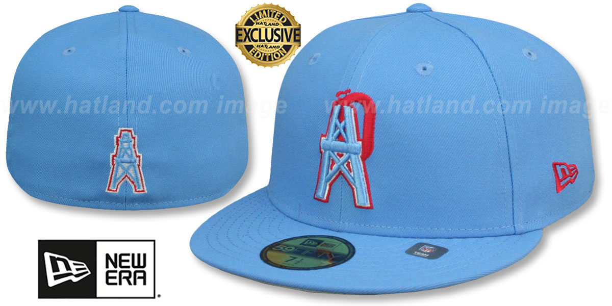 Houston Oilers THROWBACK NFL LIGATURE Sky Fitted Hat